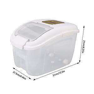 TOPINCN Airtight Rice Storage Container, Bulk Food Container Bin with Measuring Cup, for Rice Flour Cereal Pet Food Storage (5KG)