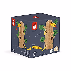 Janod - Tropik Lace-Up Tropical Tree - Wooden Early-Learning Toy - Educational Toy: Fine Motor and Concentration Skills - Water-Based Paint - 18 Months + J08265