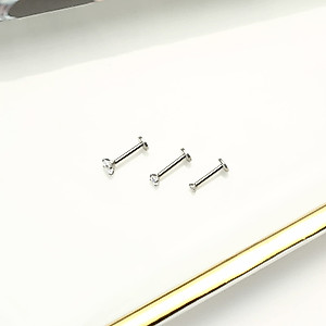 Implant Grade G23 Titanium Lip Studs 2mm 3mm 4mm 3Pcs Cubic ZirconiaBall Labret Monroe Lip Rings Set 16G 8mm10mm Helix Nail Cartilage Tragus Threadless Pushin Flat Back Nose Stud Ring Earring