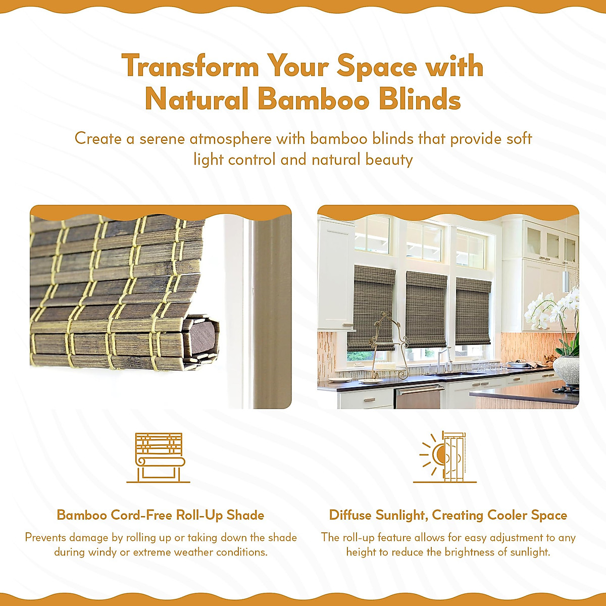 Radiance 2208866E Cordless Roman Shade, 46" W x 64" L, Driftwood