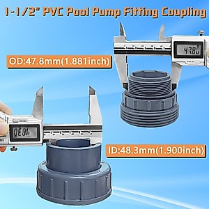 Boltigen 1-1/2 PVC Pool Pump Fitting Coupling, 1.5" NPT Male x 1.5" Slip Union Socket Joint Adapter Connector Replacement for Pool Spa Pump