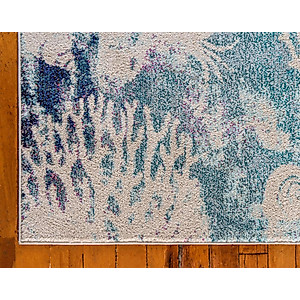 Unique Loom Positano Collection Coastal Modern Coral Lobster Shells Light Blue Area Rug (8' x 10')