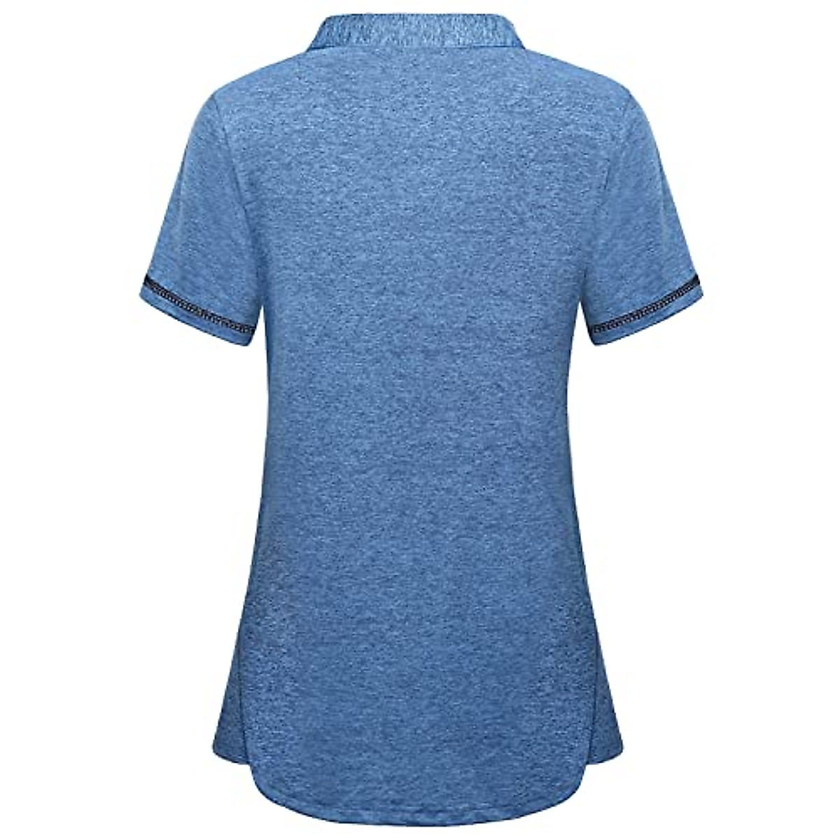 Workout Tops for Women Golf Tennis Polo Shirts Short Sleeve V Neck Loose Fit Plain Yoga T-Shirts Blue