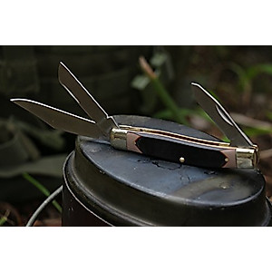 Old Timer 8OT Senior 6.9in S.S. Traditional Folding Knife with 3in Clip Point, Sheepsfoot, Spey Blade and Sawcut Handle for Outdoor, Hunting, Camping and EDC