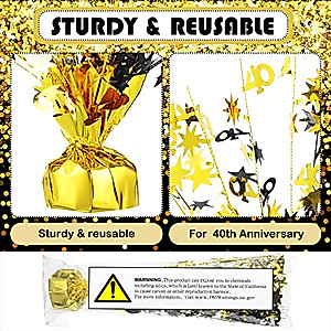 3 Pieces Happy 40th Birthday Centerpieces for Tables 40th Wedding Anniversary Party Supplies Metallic Gold Gleam for 40 Years Old Party Table Decorations, 14 Inches