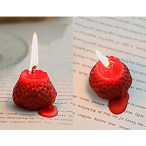 Strawberry Shaped Scented Candle,4PACK 75G Fruit Aroma Soy Wax Decorative Candle for Table Photo Prop Birthday Gift,Prefect for Meditation Stress Relief Mood Boosting Bath Yoga (Red)