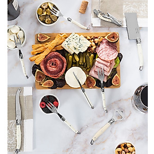 French Home Laguiole Charcuterie Serving Utensils Set of 9 – Kit w/Cleaver, Fork Set, barware & More – Cheese Serving Utensils w/Faux Ivory Handles for Parties