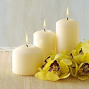 MISSYO 6 Pack 3x3 Inch Pillar Candles, 35 Hours Dripless Smokeless Unscented Candles for Home Weddings Restaurant Spa Church and Emergency Ivory