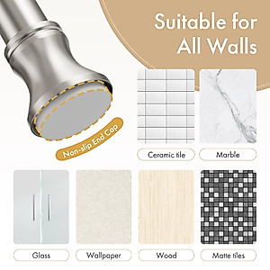 Amazer Spring Tension Curtain Rod - 54-90 Inches Rust-Resistance Shower Curtain Rod Bathroom Rod, Nickel