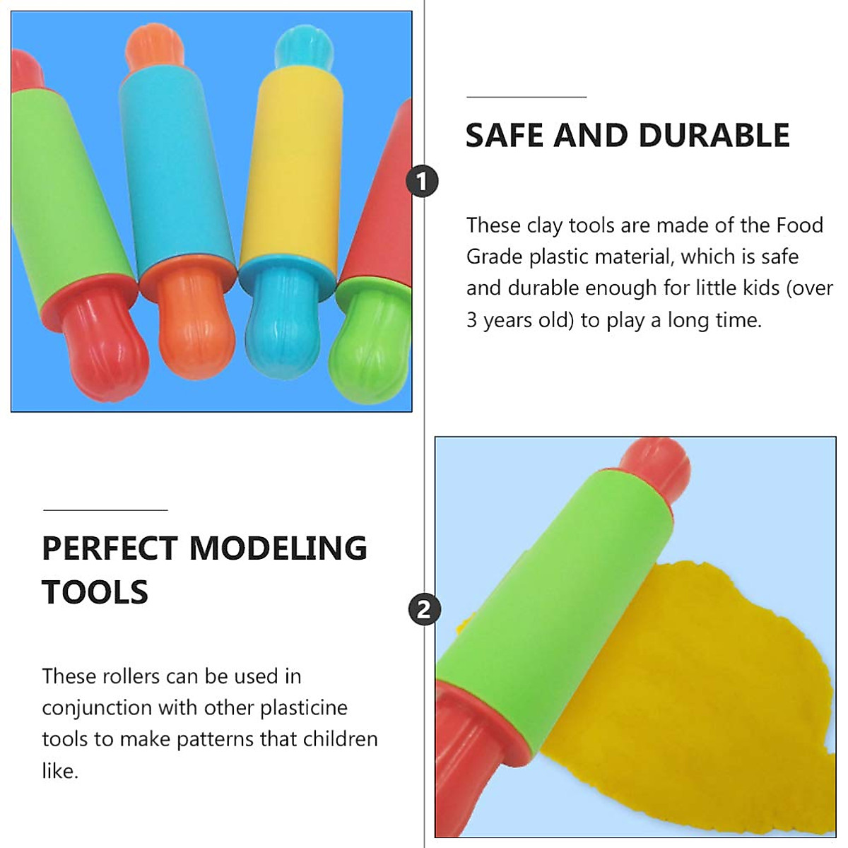 4pcs Clay Rolling Pin Soft Clay Plasticine Dough Modelling Roller Sticks Children Clay and Dough Playing Tools Kids Playdough Kit
