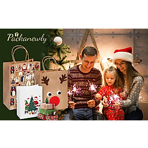 Packanewly Kraft Paper Bags with Handles, 75 PCS Black - Eco-Friendly Gift Bags - Mixed Sizes: Small, Medium & Large for Retail, Gift, Shopping, Wedding, Birthday & Parties