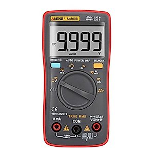 Alloet AN8008 True-RMS Digital Multimeter Square Wave Voltage Ammeter MAX Display 9999 Counts Auto/Manual Ranges True RMS