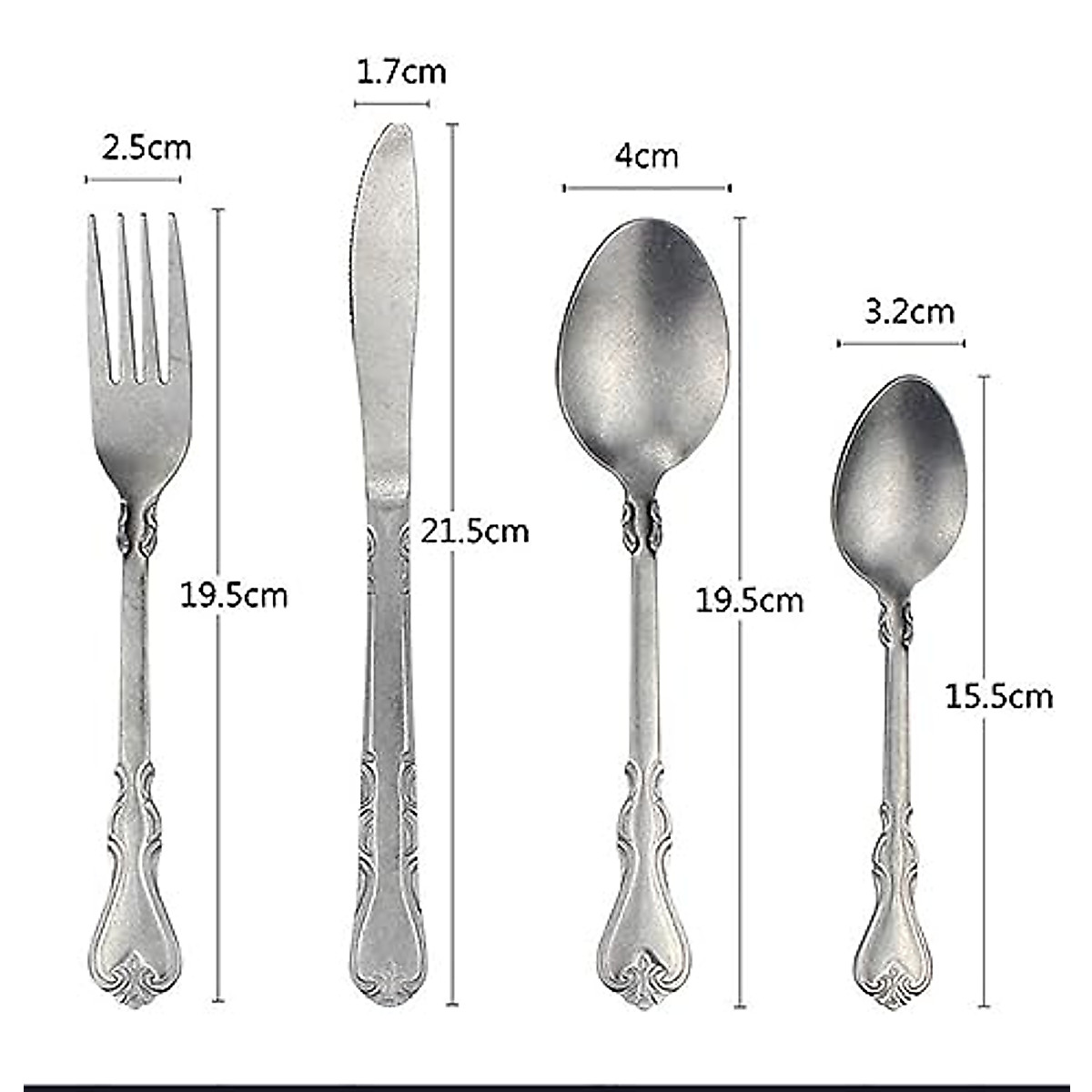 Silverware Set for 8 Flatware Cutlery Unique Retro Luxury Stainless Steel Tableware Utensil Set Knives Forks Spoons,Dinnerware Sets for Party Kitchen 40-piece
