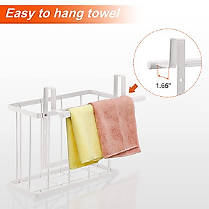 uxcell 2 Pack Cabinet Door Organizer, Cutting Board Organizer with Towel Bar, Metal Wire Baskets with Hooks, Over Cabinet Door Organizer for Kitchen, Pantry Bathroom Storage, White