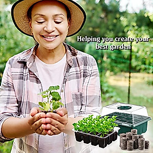 10 Pack Seed Starter Tray 120 Cells Total Tray 150 Peat Soil Peat Pellets for Seedlings Plant Grow Seed Box Tray with Adjustable Humidity Dome Base Garden Propagator Set for Plant Germination Growing