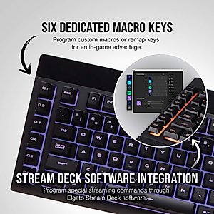 Corsair K55 RGB Gaming Keyboard - Quiet & Satisfying LED Backlit Keys - Media Controls - Wrist Rest Included - Onboard Macro Recording (Renewed)