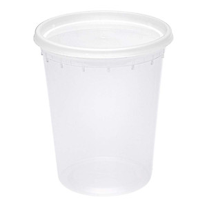 Restaurantware-Asporto 32 Ounce To Go Boxes, 100 Microwavable Round Soup Containers - Clear Plastic Lids Included, Do Not Contain BPA, Clear Plastic Soup Containers, Disposable