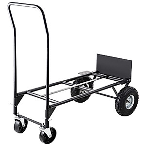 BestEquip Hand Truck Convertible Dolly 200lb/300lb with 10inch Pneumatic Wheels in Black