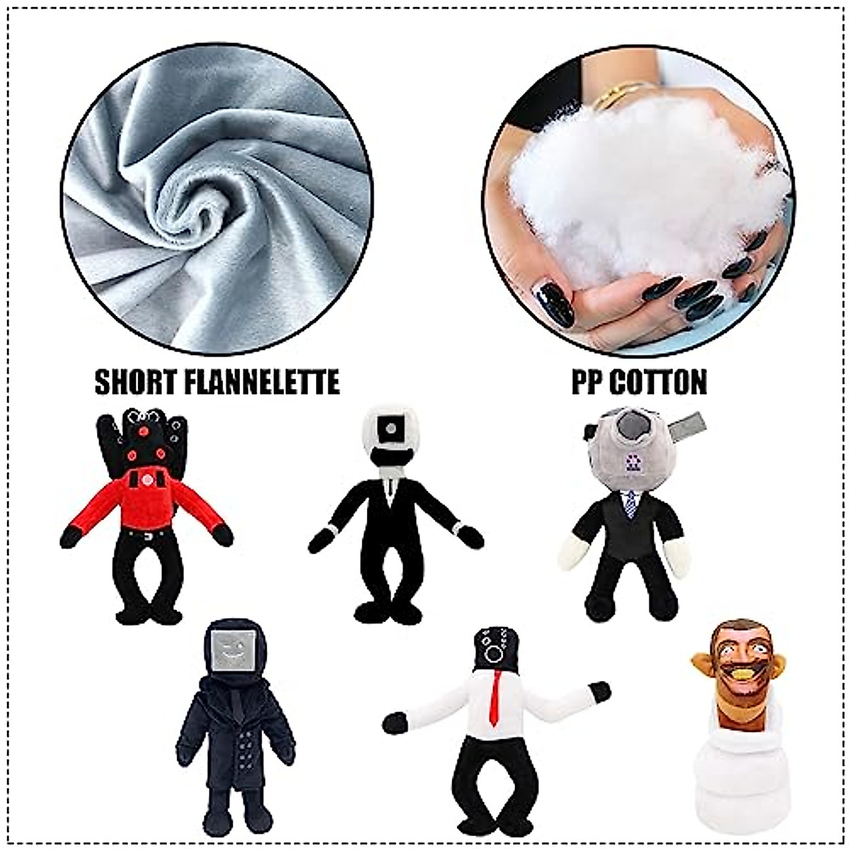 Perkitok 6PCS Skibidi Toilet Plush, 11" Titan Speakerman PlushiesToys for Fans and Friends Beautifully Plush Doll Collectible Gifts