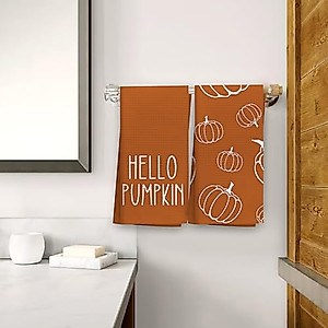 OHSUL Fall Kitchen Towels Decor, Autumn Pumpkin Decor, Fall Hand Dish Towels, Fall Autumn Decor Decorations for Home, Fall Bathroom Decor, Housewarming Gifts, Set of 2