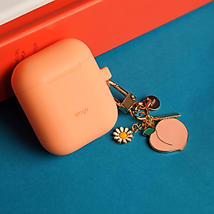 elago AirPods Keyring [PEACH] - Charm for AirPods, Handbag, Tote, Purse, Backpack, Bag, Car Key, Durable Keychain, Sturdy material, Cute Accessories for Women