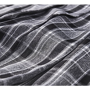 Hoerev Black Grey Plaid Pleated Skater Tennis School Uniform Skirt with Lining Shorts for Women Girls,US 6