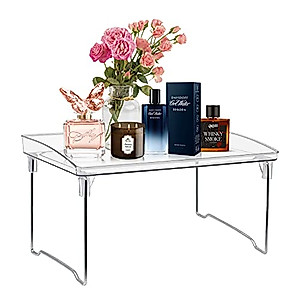 HAJÄRR Foldable Stackable Storage Table, Bathroom Counter Organizer, Clear Makeup Organizer, Kitchen Spice Cabinet and Rack Organizer, Pantry Storage, Perfume Organizer, Desk Organizer