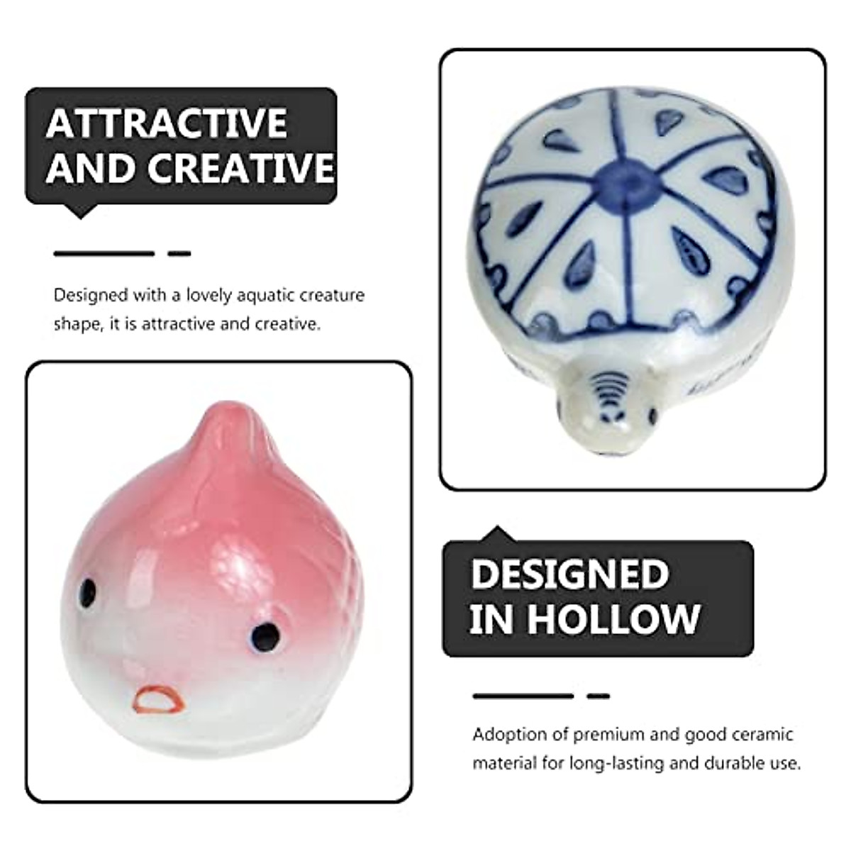 MAGICLULU 3Pcs Ceramic Animal Figurines Fish Frog Turtle Aquarium Floating Decorations Realistic Artificial Fishes Fish Tank Decorations Ornaments