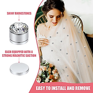24pcs Veil Weights Wedding Magnetic Diamonds, Elegant Shiny Rhinestones Crystals Hijab Magnets for Clothes Scarves Women Girls Bridal Cathedral Wedding Dress Veil Accessories