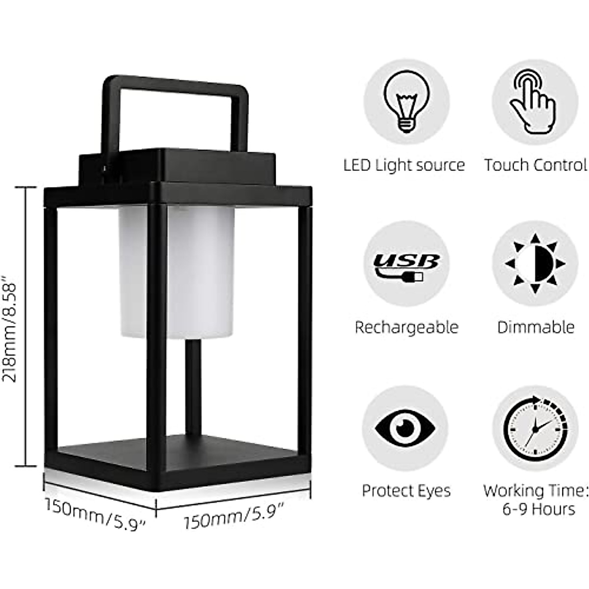 HFVLITE Cordless Table Lamp Waterproof Portable Garden Light Touch-Sensitive LED Night Light Outdoor Rechargeable Hand Lamp, Dimmable Desk Light Battery Operated for Garden, Patio, Yard, Path