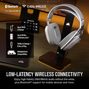 Corsair HS80 MAX Wireless Multiplatform Gaming Headset with Bluetooth - Dolby Atmos - Broadcast Quality Microphone - iCUE Compatible - PC, Mac, PS5, PS4, Mobile - White