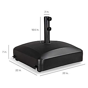 Best Choice Products 123lb Capacity Fillable Mobile Umbrella Base Heavy Duty Market Stand for Patio, Deck, Poolside w/ 4 Wheels, 2 Locks, 2 Knobs, Wind-Resistant Design - Black