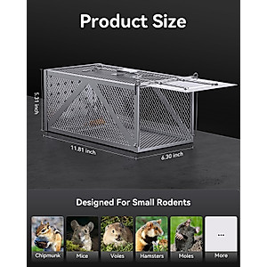 BAOYER Humane Mouse Traps Reusable Catch and Release Live Mouse，Metal Rat Trap That Work，Catch Moles, Voles, Chipmunks