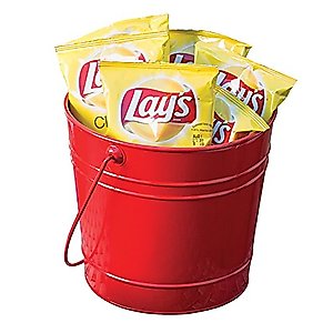 Tablecraft Round Pail, 10.125" x 9.125" x 8.375", Red