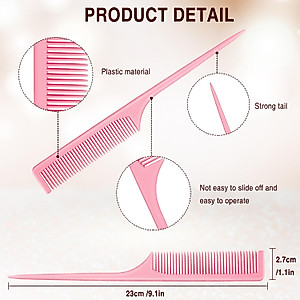 3 Pieces Plastic Rat Tail Comb Pintail Comb Fiber Teasing Comb 9 Inch Styling Comb with Thin and Long Handle for Men Women Girl Salon Home Supplies
