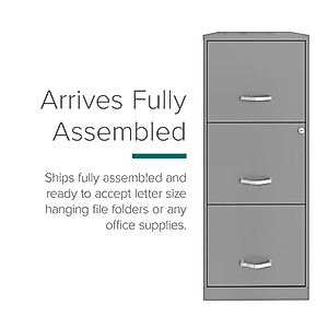 Hirsh Industries 3 Drawer Metal Vertical File Cabinet with Lock, Letter-Size, in Gray