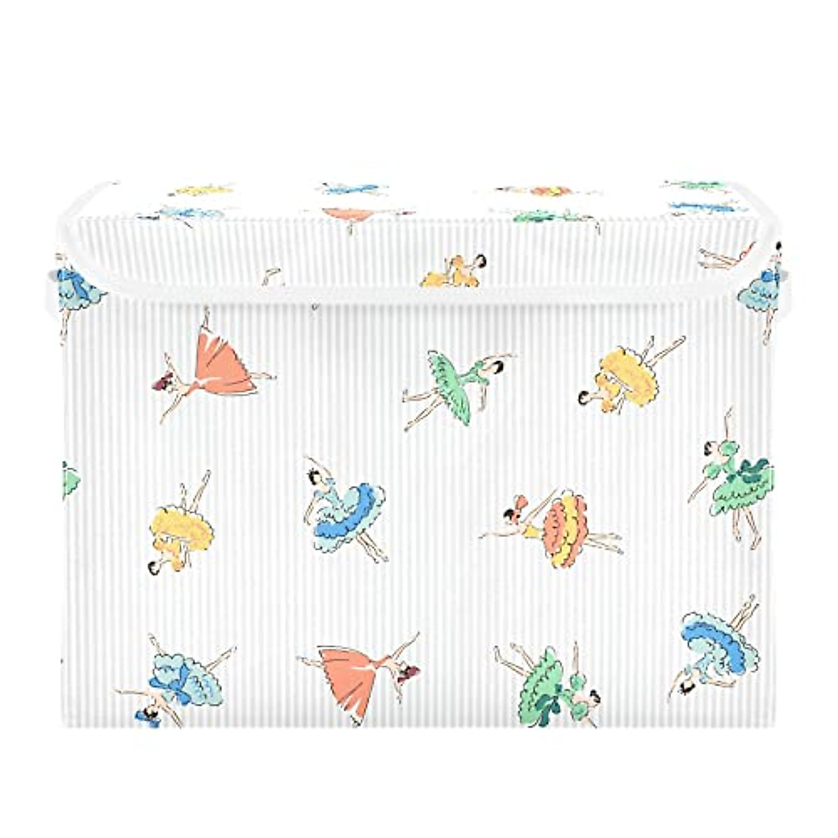 DOMIKING Ballerina Girl Toy Storage Trunk with Lid Collapsible Storage Box Organizer with Handles for Clothes Toy Gift Storage