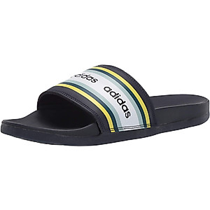adidas Women's Adilette Comfort Slides, Legend Ink/Shock Yellow/White, 7
