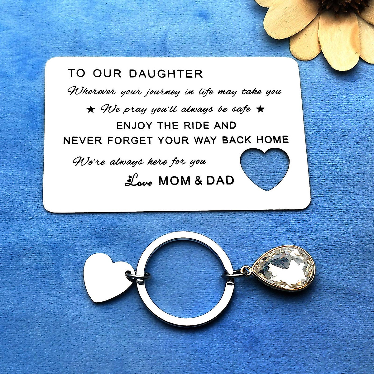 To Our Daughter Wallet Card Encouragement Gifts Inspirational Graduation Gift Enjoy The Ride Never Forget Way Back Home Metal Card Christmas Birthday Card Daughter Stepdaughter Gifts from Mom Dad
