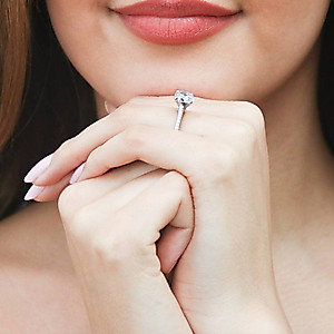 BERRICLE Sterling Silver Solitaire Wedding Engagement Rings 2 Carat Round Cubic Zirconia CZ Milgrain Promise Ring for Women, Rhodium Plated Size 9