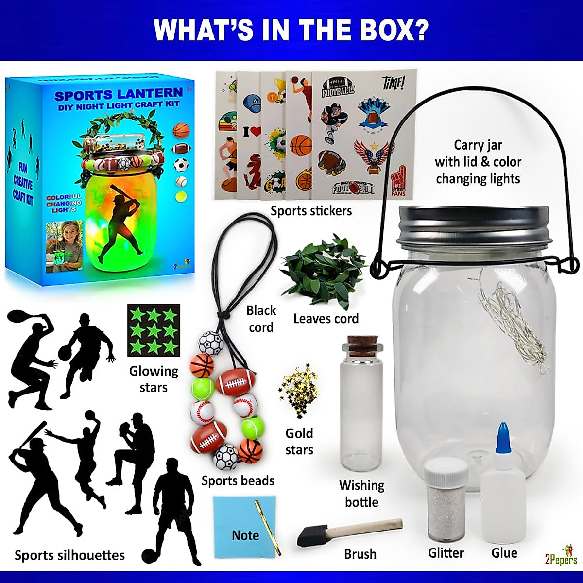Make Your Own Sports Night Light Lantern Jar Arts & Crafts For Boys And Girls, Football, Soccer, Basketball, Tennis & Baseball Gifts For Kids, DIY Art Kit Age 4 5 6 7 8-12, Best Kids Birthday Present