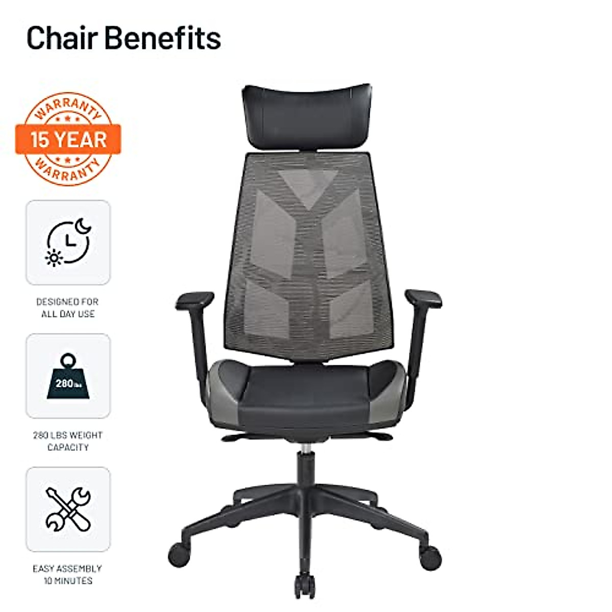 Pago Pinnacle Executive Office Chair Big and Tall. Ergonomic Office Chair High Back, Tall Adjustable Office Chair, Tall Office Desk Chair with Weight Balance Mechanism Adjustable Arms and Headrest