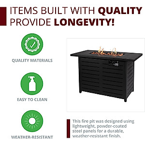 Lokingrise 42 Inch Outdoor Propane Fire Pit Table for Outside Patio Rectangular Gas Fire Pit Coffee Table with Firepit, 50,000 BTU, Waterproof Cover, Electronic Ignition, Lava Rock