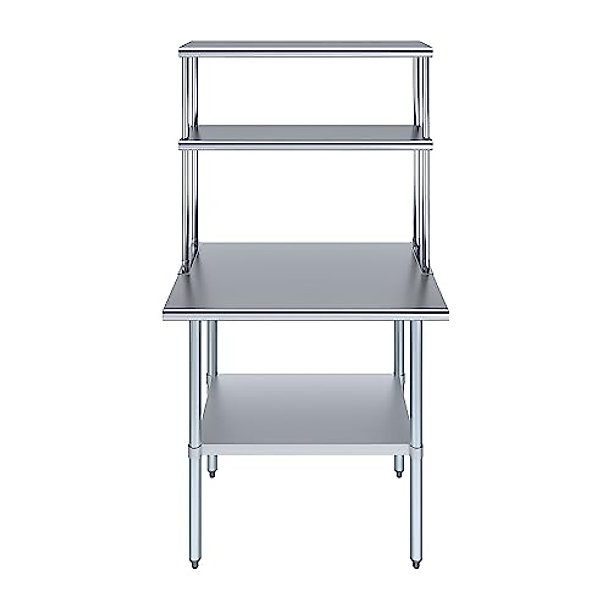 Amgood Stainless Steel Work Table Double Tier Overshelf | Metal Kitchen Prep Table & Shelving Combo | NSF (24" x 36" Work Table + 12" Overshelf)