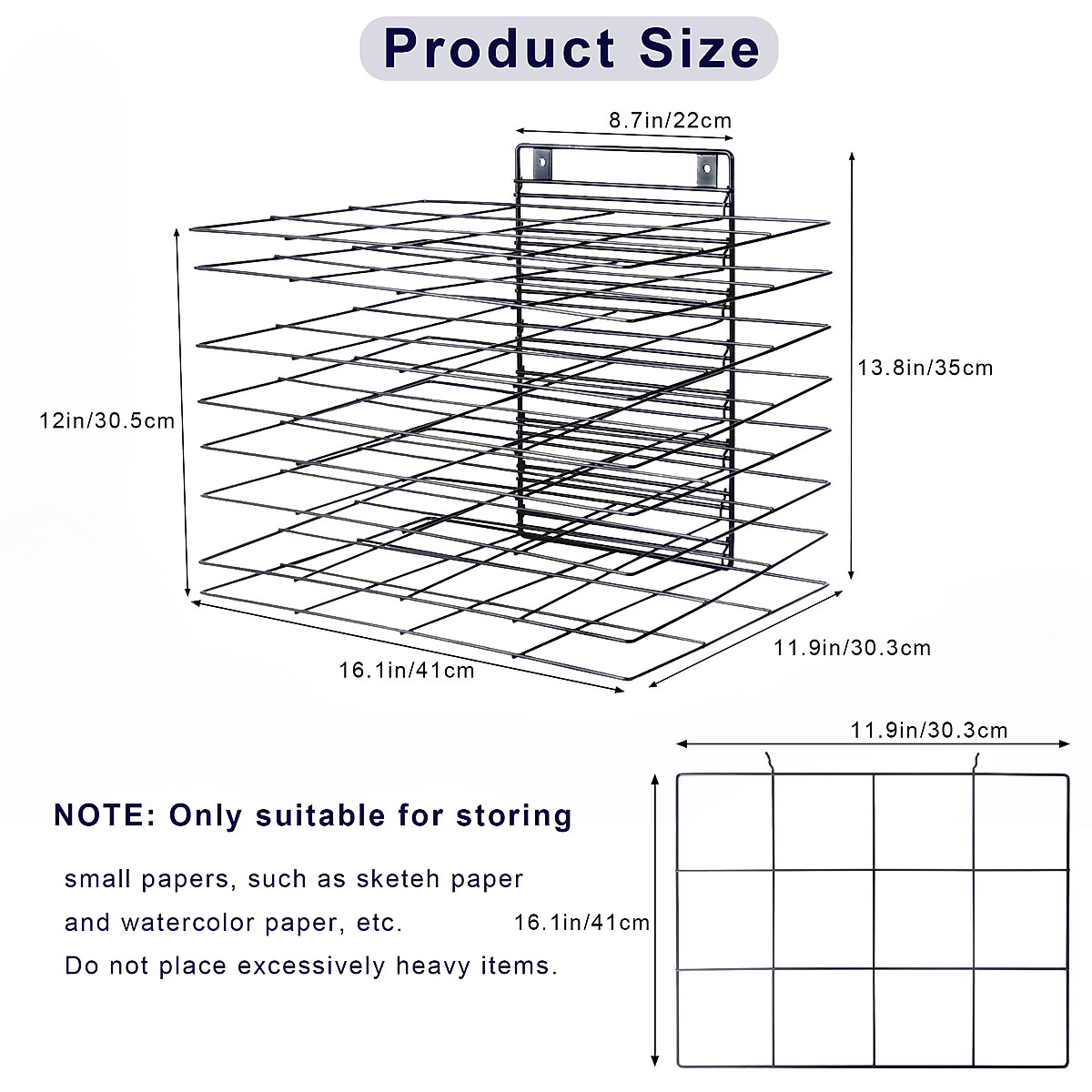 LIAQICHA Premium Iron Art Drying Rack with 8 Removable Shelves for Classroom - 16.1 x 11.9 x 13.8 Inches - Art Storage Organizer and Painting Drying Shelf
