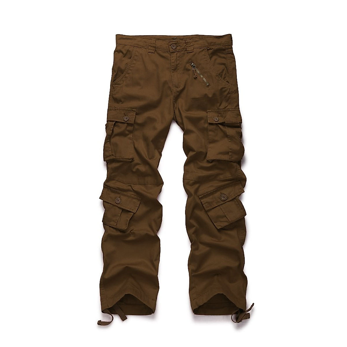OCHENTA Men's Casual Military Cargo Pants Relax Fit, 8 Pockets Work Combat Outdoor Hiking Slacks Brown Coffee 30