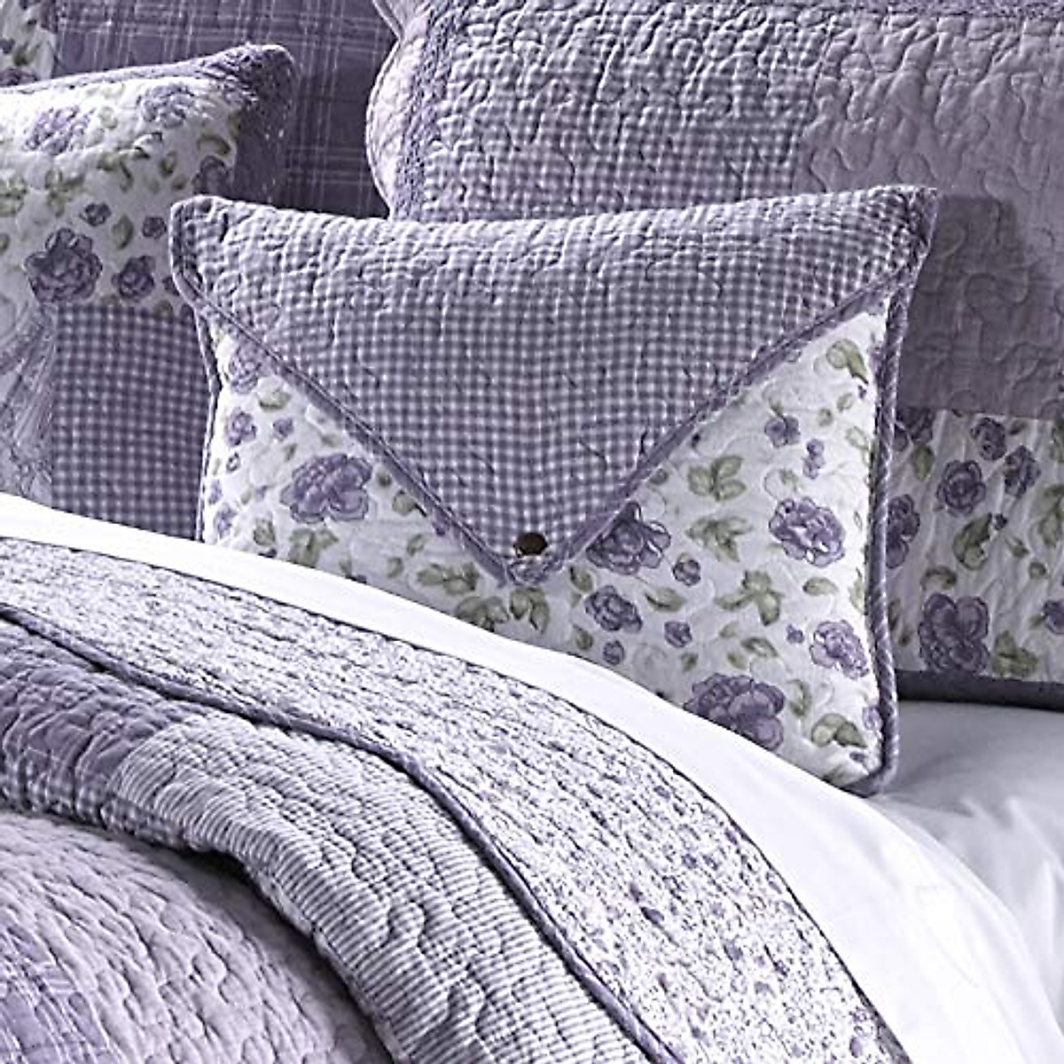 Donna Sharp Throw Pillow - Lavender Rose Contemporary Decorative Throw Pillow with Patchwork Pattern - Square