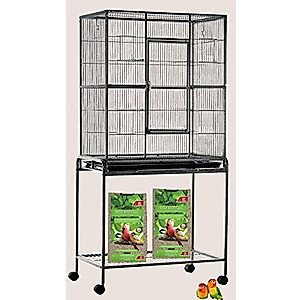54" Pet Products Large Wrought Iron Breeding Bird Flight Cage Side Nesting Doors with Removable Rolling Stand