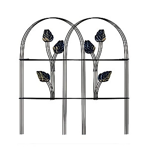 MTB Black Decorative Garden Border Fence 18 Inch x 16 Feet with Leaves Folding Wire Fencing Border Garden Fence Animal Barrier
