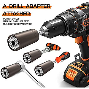 Valentines Gift Universal Socket Tools - Super Grip Socket Set with Power Drill Adapter (7-19mm) | Cool Gadgets Birthday Gift Ideas for Dad Papa Father Husband Grandpa Valentines Day Gifts for Her Him
